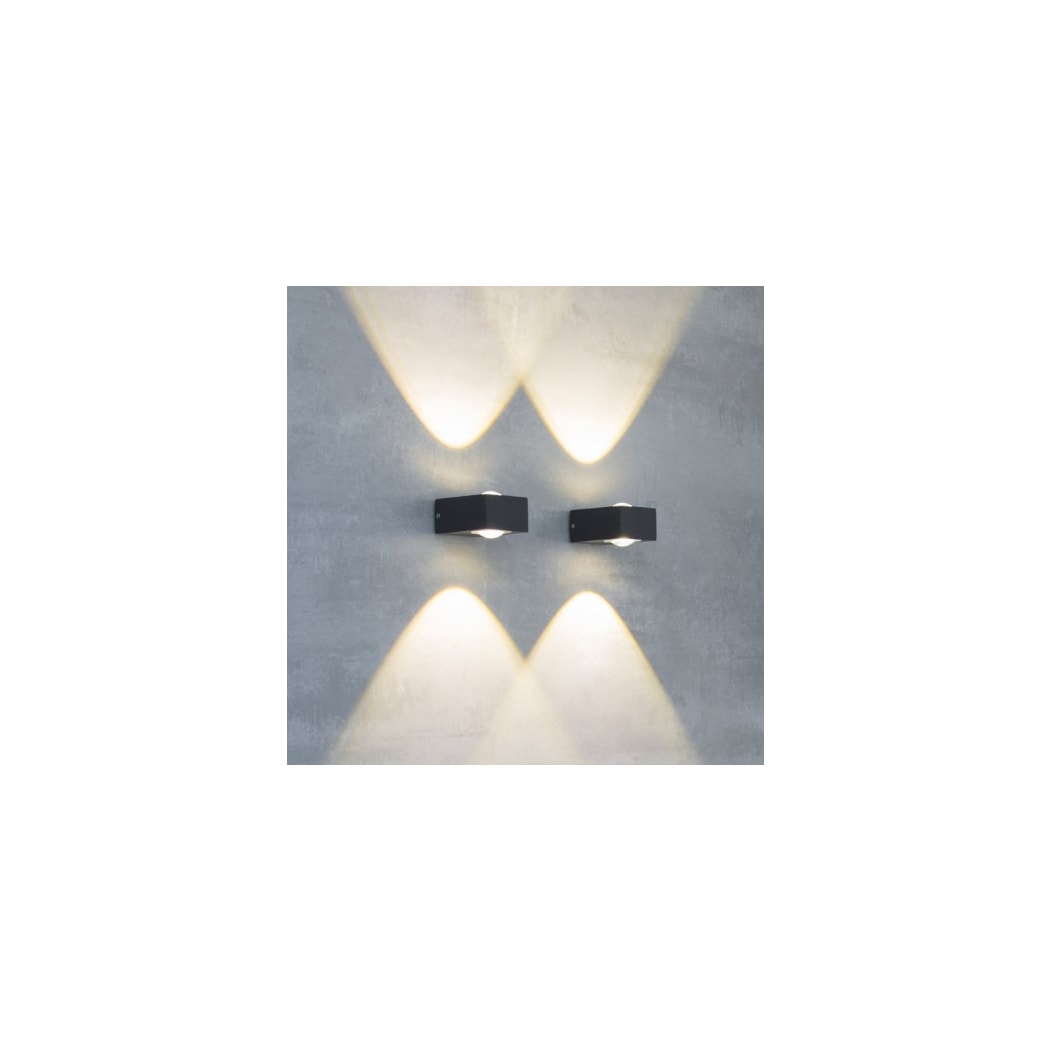 ARANDELA LED FOLUÍ RETANGULAR FACHO DUPLO ABERTO EXTERNO 3000K 6W 5,3X7X8,3CM PRETO | NORDECOR ...