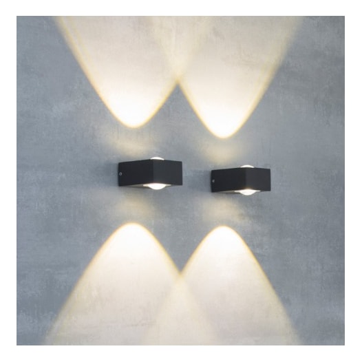 ARANDELA LED FOLUÍ RETANGULAR FACHO DUPLO ABERTO EXTERNO 3000K 6W 5,3X7X8,3CM PRETO | NORDECOR ...