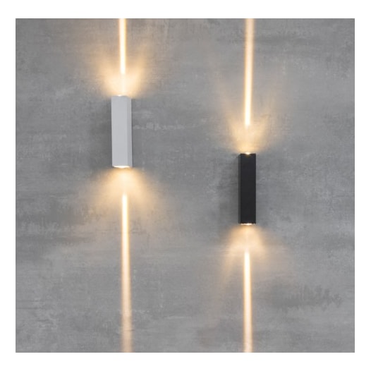 ARANDELA LED MITEL RETANGULAR FACHO DUPLO FECHADO EXTERNO 3000K 6W BIVOLT 17X4X6,5CM ALUMÍNIO ...