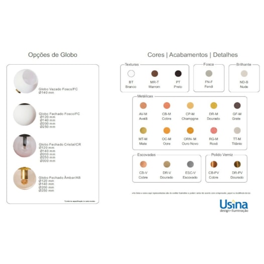 COLUNA PÊNDULO C/ GLOBO 2L G9 | USINA 16499 - Belluce