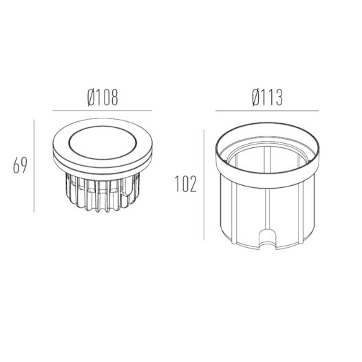 EMBUTIDO DE SOLO CHÃO LED FLAT IN REDONDO EXTERNO PRETO TEXTURIZADO IRC>80 6W 2700K | INTERLIGHT ...