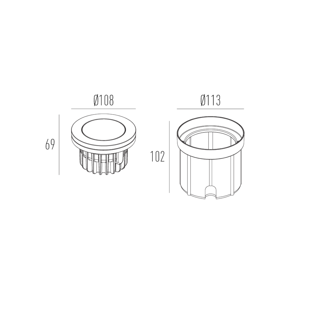 EMBUTIDO DE SOLO CHÃO LED FLAT IN REDONDO EXTERNO PRETO TEXTURIZADO IRC>80 8W 2700K | INTERLIGHT ...