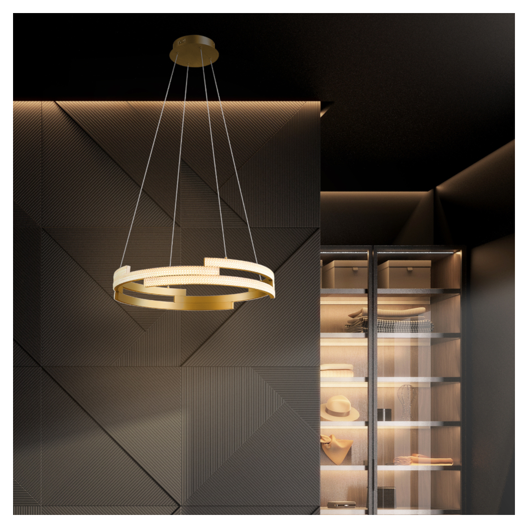 Lustre Pendente Led Hoop Dourado 3000K 78W