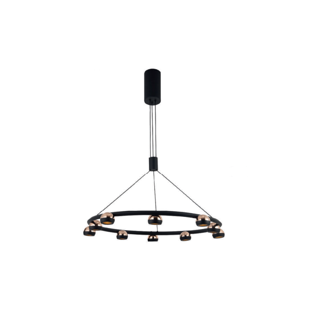 PENDENTE LED OTO METAL PRETO E DOURADO 50W 3000K | BELLA ILUMINAÇÃO ...