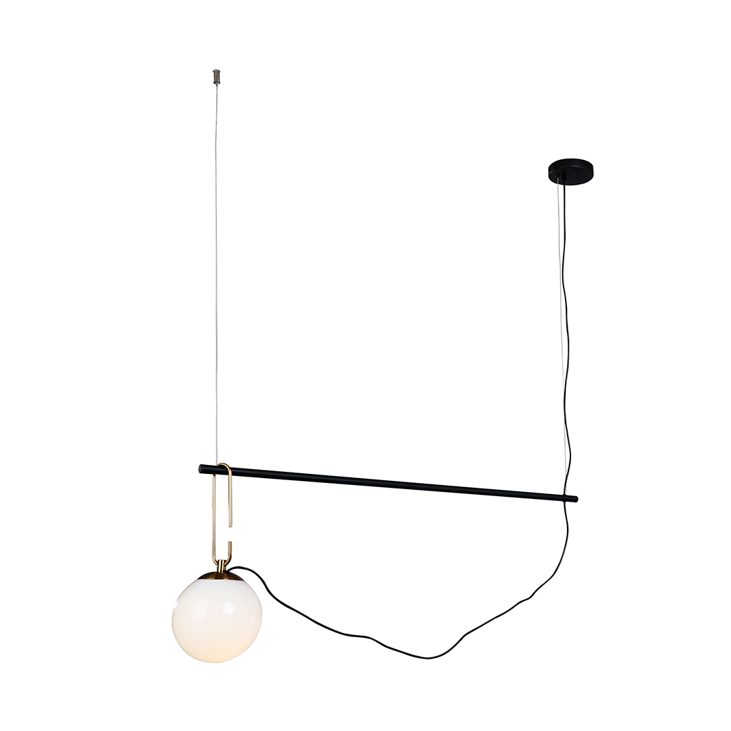 PENDENTE LUKO LIN 300X90X20CM METAL E VIDRO PRETO E DOURADO | NORDECOR ...