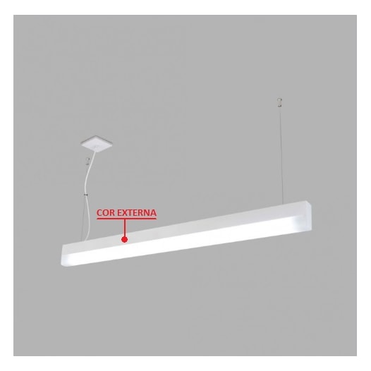 PENDENTE TORO RETANGULAR 1 TUBULAR T8 120CM 130X5CM ALUMÍNIO E ACRÍLICO ...