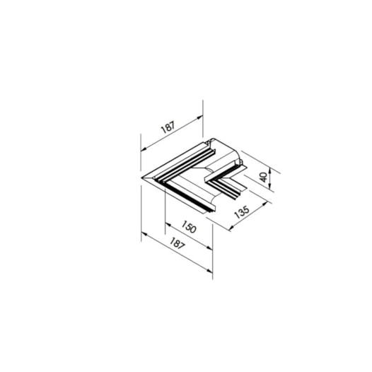PERFIL LINEAR DE EMBUTIR LINE UP DUPLA DIREITA ESQUERDA 187X187X40MM