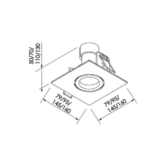 EMBUTIDO LISSE II QUADRADO 1 MINI DICROICA LED 50W 79X79X50MM SOLAPA 12PCS