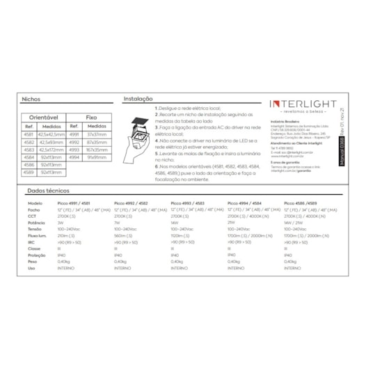 SPOT DE EMBUTIR LED PICCO ORIENTÁVEL QUADRADO COM BORDA 12° IRC 90 2700K 3W BIVOLT 4,9X4,9X4,3CM ...