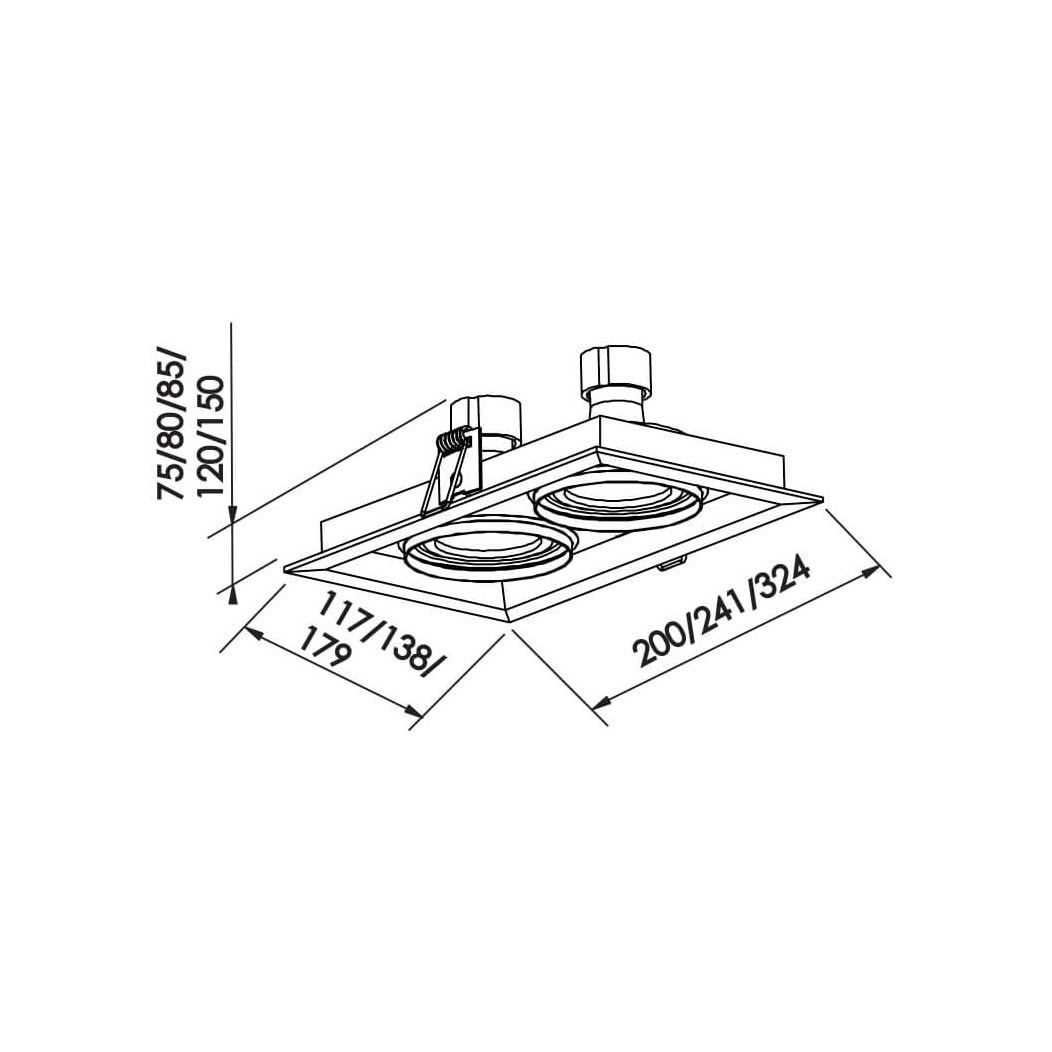 SPOT DE EMBUTIR RECUADO CHANFRADO RETANGULAR DUPLO PAR20 24,1X13,8X12CM ...