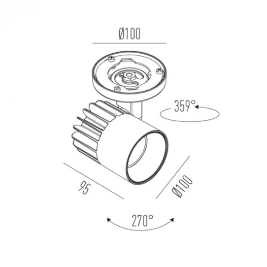 SPOT DE SOBREPOR LED SIRIUS ECO DE CANOPLA BIVOLT 10W 2700K | INTERLIGHT 2015-AB-W - Belluce
