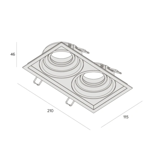 SPOT EMBUTIR RECUADO ORIENTÁVEL DUPLO 21CM MR16 | INTERLIGHT IL 4717-BMTX - Belluce