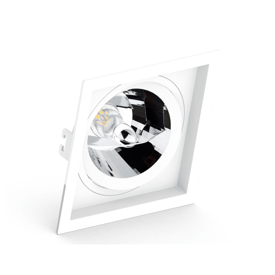 SPOT/LUMINÁRIA DE EMBUTIR QUADRADO RECUADO AR111 17X17CM BRANCO | SAVEENERGY SE-330.1064 - Belluce