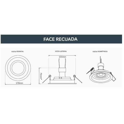 SPOT/LUMINÁRIA DE EMBUTIR REDONDO RECUADO AR111 Ø17CM BRANCO | SAVEENERGY SE-330.1066 - Belluce